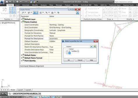 solved again plotting points at stations of horizontal alignment