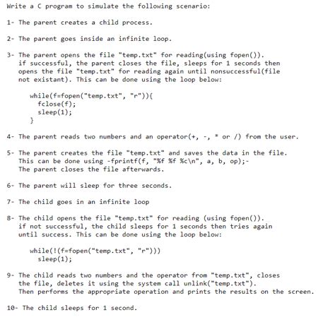 Write A C Program To Simulate The Following Scenario