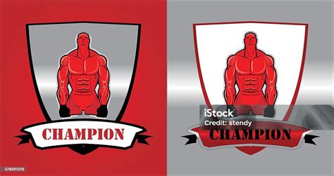 전투기 보디빌더 남성근육 남자 스포츠맨 캐릭터 Championship에 대한 스톡 벡터 아트 및 기타 이미지