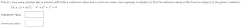 solved this extreme value problem has a solution with both a