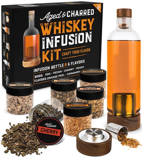 Complete Whiskey Infusion Kit 4 Wood Chips Orange And Cinnamon Peels