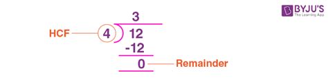 Hcf Of 4 And 12 How To Find Hcf Of 4 And 12