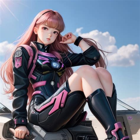 Sky Background Fold Hair Girl Generative Ai Premium Ai Generated Image