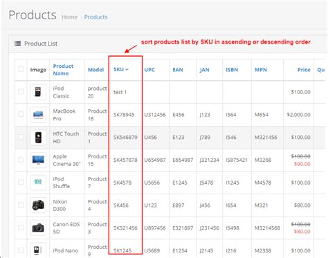 Opencart Sku Upc Ean Jan Isbn Mpn Columnfilter At Product List