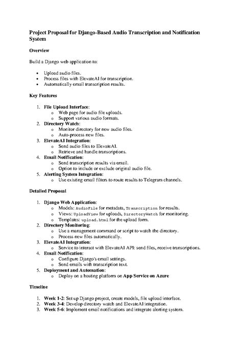 Project Proposal For Django Project Proposal For Django Based Audio
