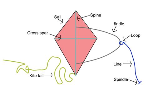 Parts Of A Kite Diagram How To Tie A Kite String A Beginners Guide