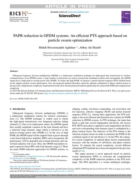 Pdf Papr Reduction In Ofdm Systems An Efficient Pts Approach Based