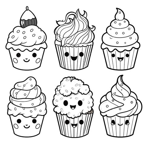 흑백 할로윈 컵케이크 세트 아이들을 위한 컬러링 페이지 유령 만화 할로윈 만화 Png 일러스트 및 이미지 에 대한 무료 다운로드 Pngtree