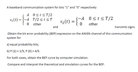 Solved A Baseband Communication System For Bits And O Chegg Com