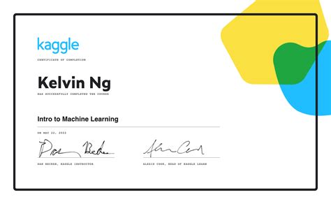 Kelvin Ng Completed The Intro To Machine Learning Course On Kaggle