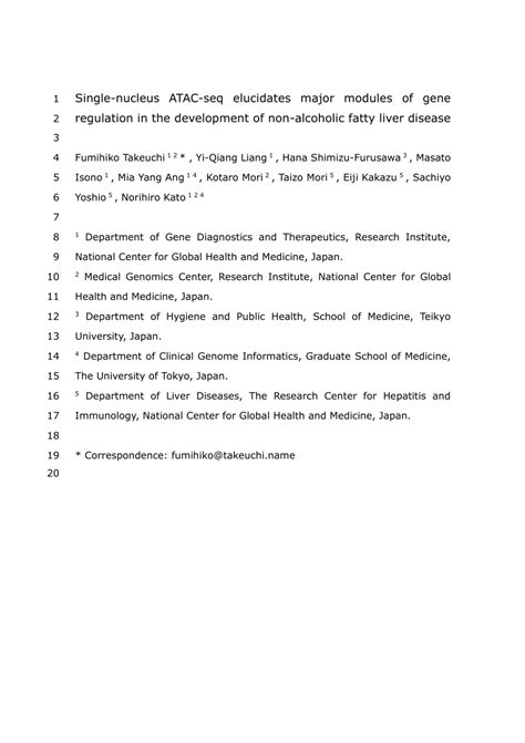 Pdf Single Nucleus Atac Seq Elucidates Major Modules Of Gene Regulation In The Development Of