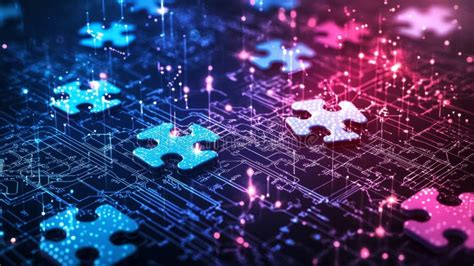 Integration Of Microservices Is Symbolized By Circuit Patterns On Puzzle Pieces Stock Image