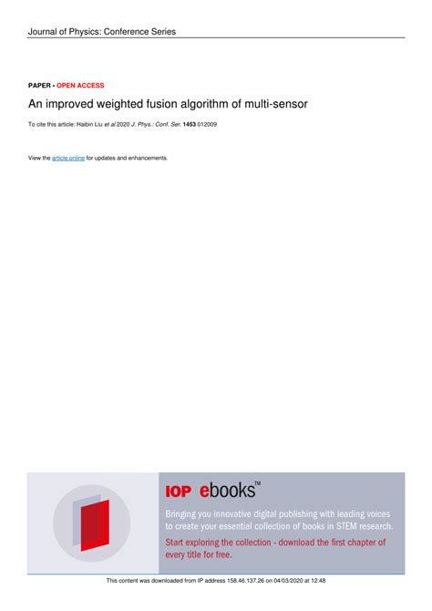 Pdf An Improved Weighted Fusion Algorithm Of Multi Sensor