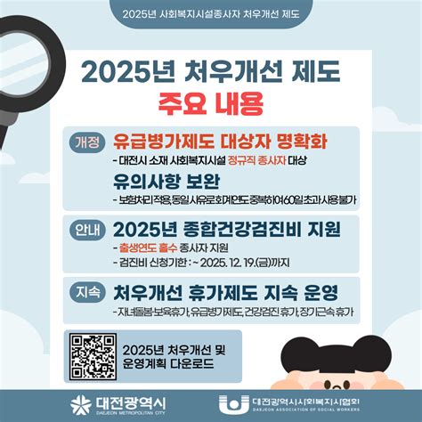 ★2025년 사회복지시설종사자 처우개선 제도 개정 및 지원 계획 안내★ 대전광역시사회복지사협회