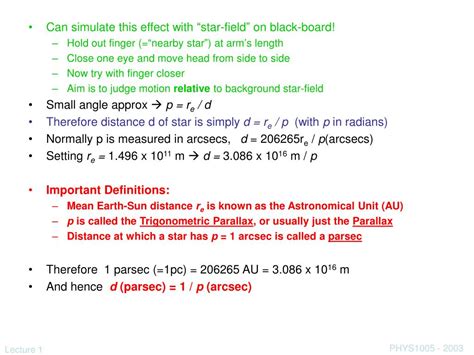 PPT Lecture Angles Parallax And Astronomical Distance Units