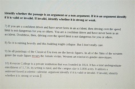 Solved Identifying Arguments Identify Whether The Passage Is An