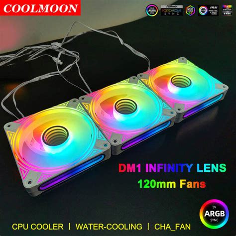 Coolmoon Cm ARGB V Pin Reverse Cooling Fans PWM Control Radiator Cooler Mm RGB Sync