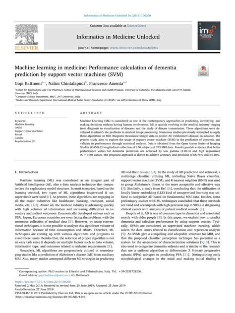 Pdf Machine Learning In Medicine Performance Calculation Of Dementia