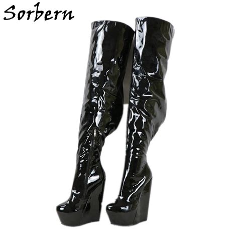 Sorbern Custom Latex Fetish Ballet Boots Mid Thigh High Unisex 7 Inch