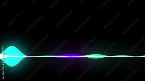 Voice Waveform In Neon Colors Horizontal Isolated On Black Background