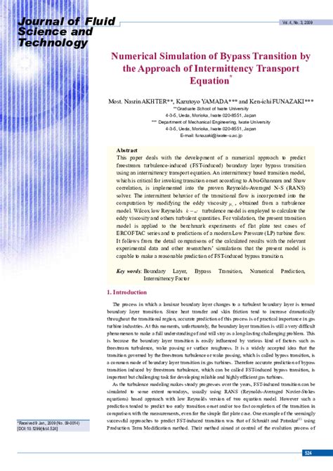 pdf numerical simulation of bypass transition by the approach of