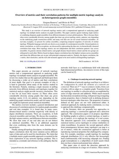 pdf overview of metrics and their correlation patterns for multiple