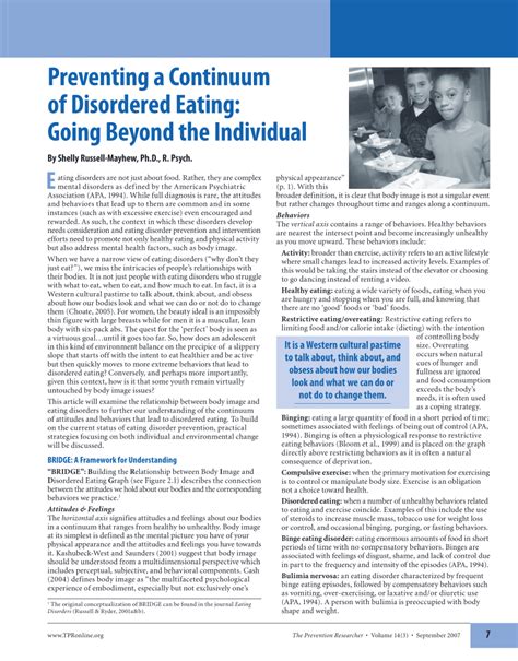 Pdf Preventing A Continuum Of Disordered Eating Going Beyond The