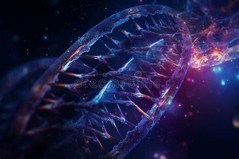 Human DNA And Quantum Mechanics Illustration Generative AI Stock