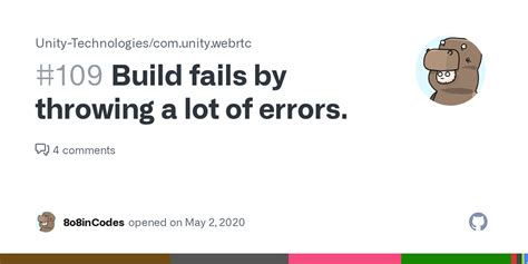 build fails by throwing a lot of errors · issue 109 · unity