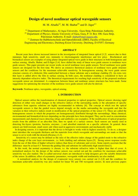 Pdf Design Of Nonlinear Surface Wave Guided Sensors