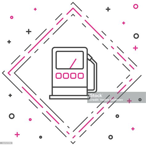 흰색 배경에 격리 된 라인 주유소 또는 주유소 아이콘 자동차 연료 기호 가솔린 펌프 다채로운 개요 개념 벡터 일러스트레이션 벡터에 대한 스톡 벡터 아트 및 기타 이미지