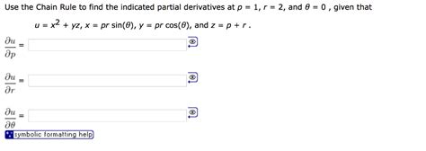 solved use the chain rule to find the indicated partial