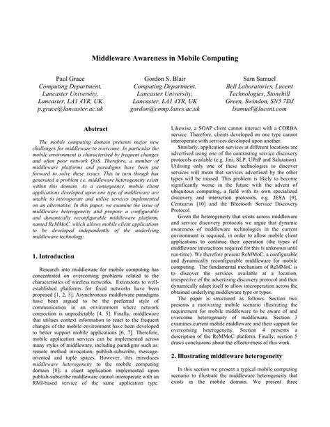 Pdf Middleware Awareness In Mobile Computing