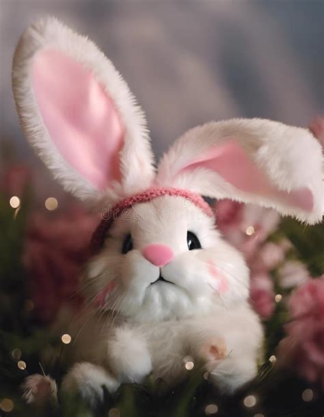 Ai Generated Illustration Of A Cute Pink Tutu Clad Bunny With A Headband Stock Illustration