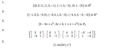 Solved Determine Whether The Following Sets Of Vectors Are