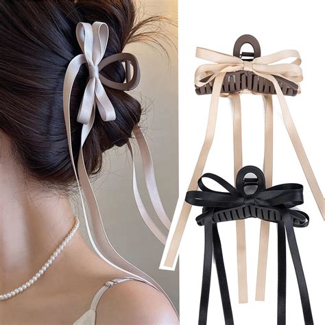 Agirlvct 2 Pack Bow Hair Clips With Long Tail 5 Inch