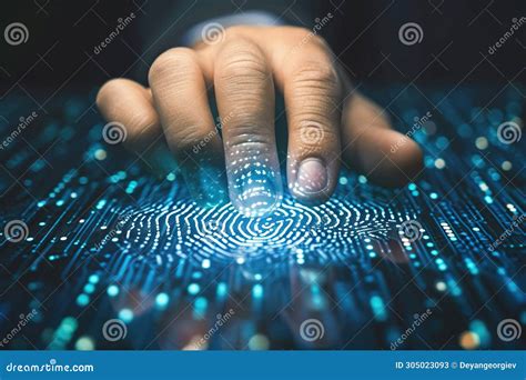 Representing Secure Access Through Biometric Authentication Such As Fingerprints Stock