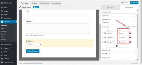 Drop Down Weforms Pro
