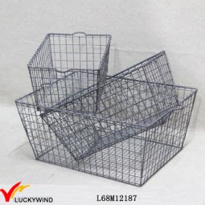 China Vintage Gray Stackable Industrial Metal Wire Crates For Storage China Wire Crates For