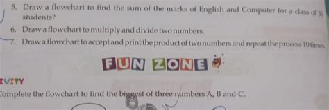 draw a flowchart to find the sum of the marks of english and computer for