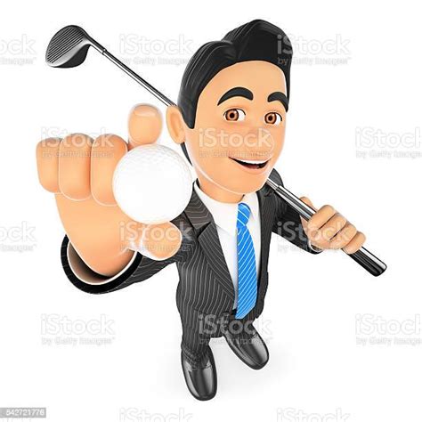 공과 골프 클럽을 가진 3d 사업가 골프에 대한 스톡 사진 및 기타 이미지 골프 기업 재무와 산업 남자 Istock