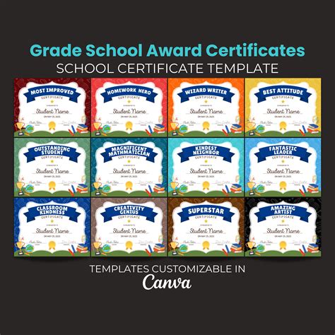 School Certificates Elementary Classroom Award Certificate Canva