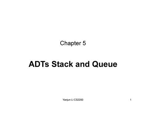 Adts Stack And Queue Adts Stack And Queue Chapter 5 Outline • Stack Array Based