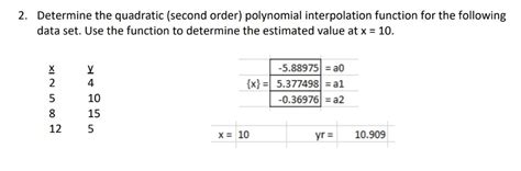 Solved Determine The Quadratic Second Order Polynomial