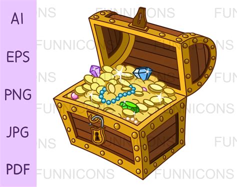 Treasure Chest Clipart Cartoon Vector Illustration Ai Eps Png Pdf And