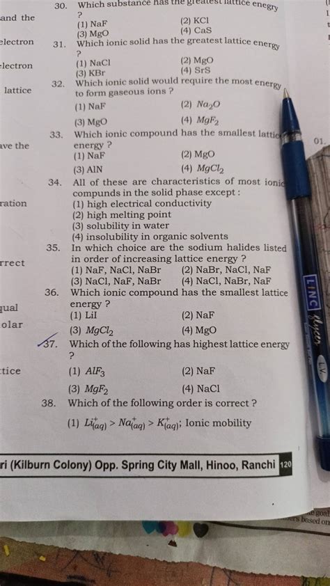 All Of These Are Characteristics Of Most Ionid Compunds In The Solid Phas