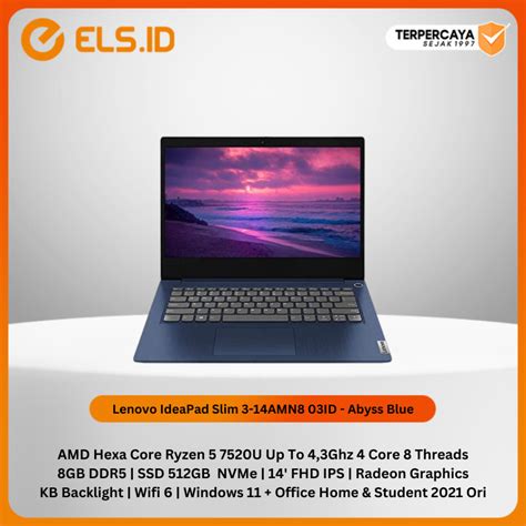 Jual Lenovo Ideapad Slim Amn Id Abyss Blue Ryzen U Gb Ssd Gb Shopee Indonesia