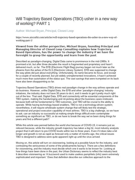 Will Trajectory Based Operations Pdf Airport Air Traffic Control