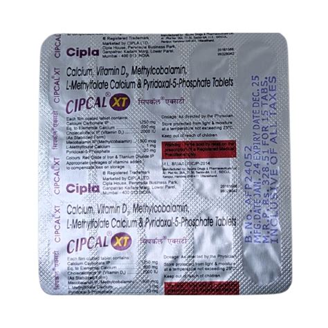 Cipcal Xt Tab Generic For Corcium T Shelcal T Supracal T Calciu