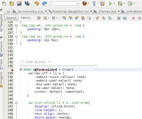 Css Less Unexpected Token Atident Found Netbeans Stack Overflow